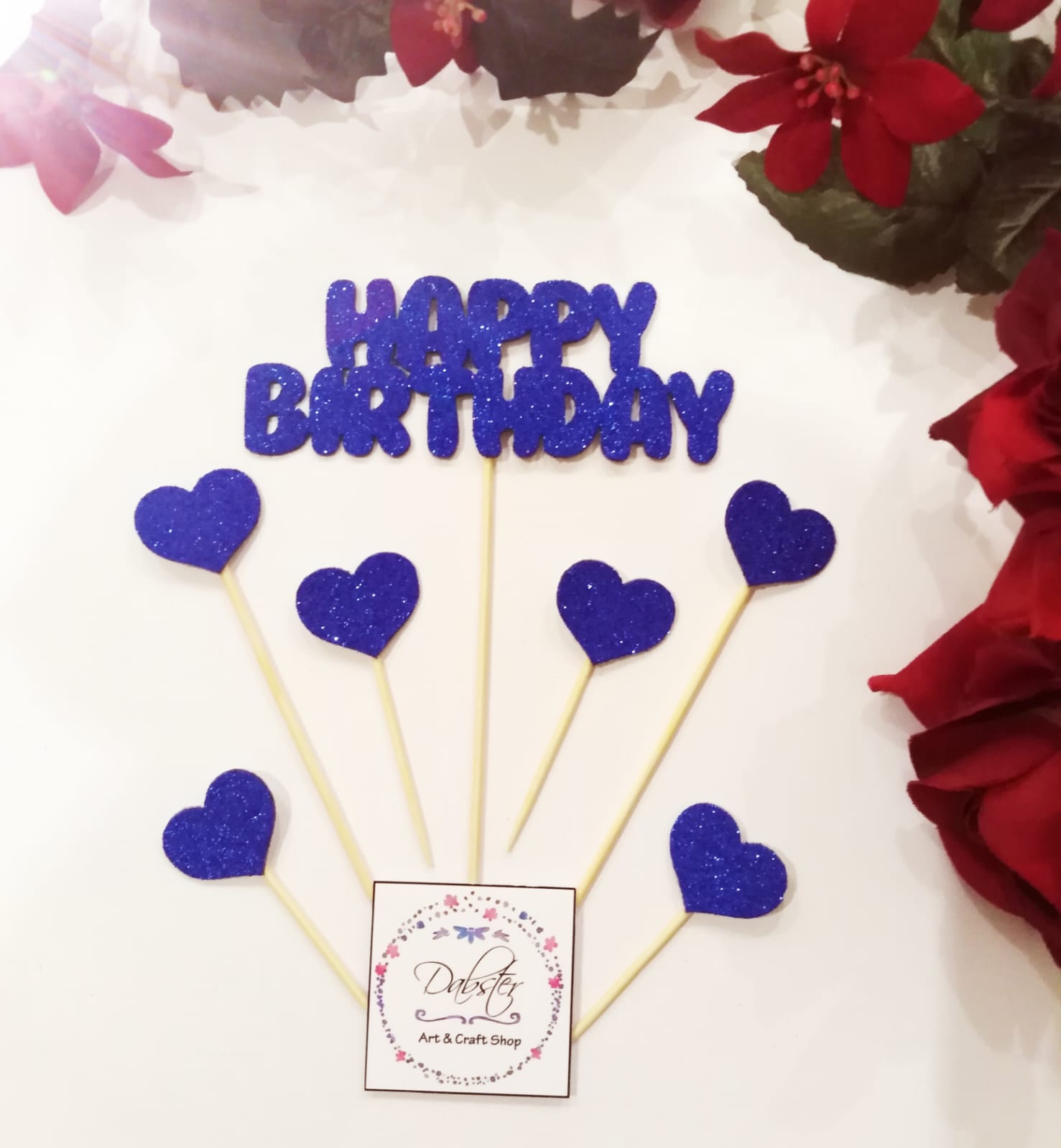 Stylish Birthday Blue Cake Toppers/Glitter Formic Topper – Dabster